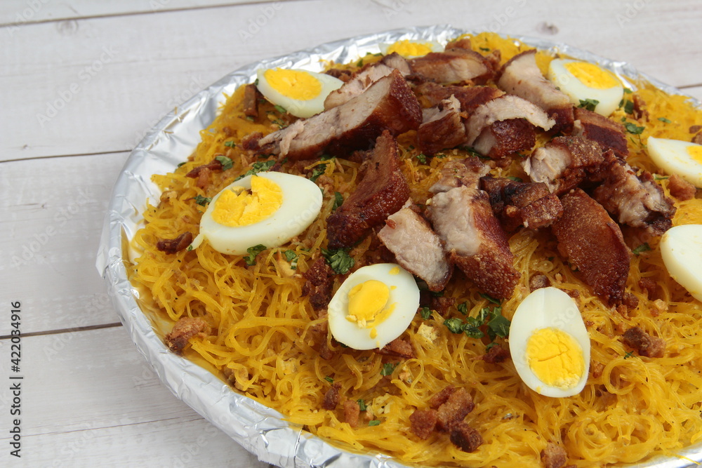 Freshly cooked Filipino food called Pancit Malabon Stock Photo | Adobe ...
