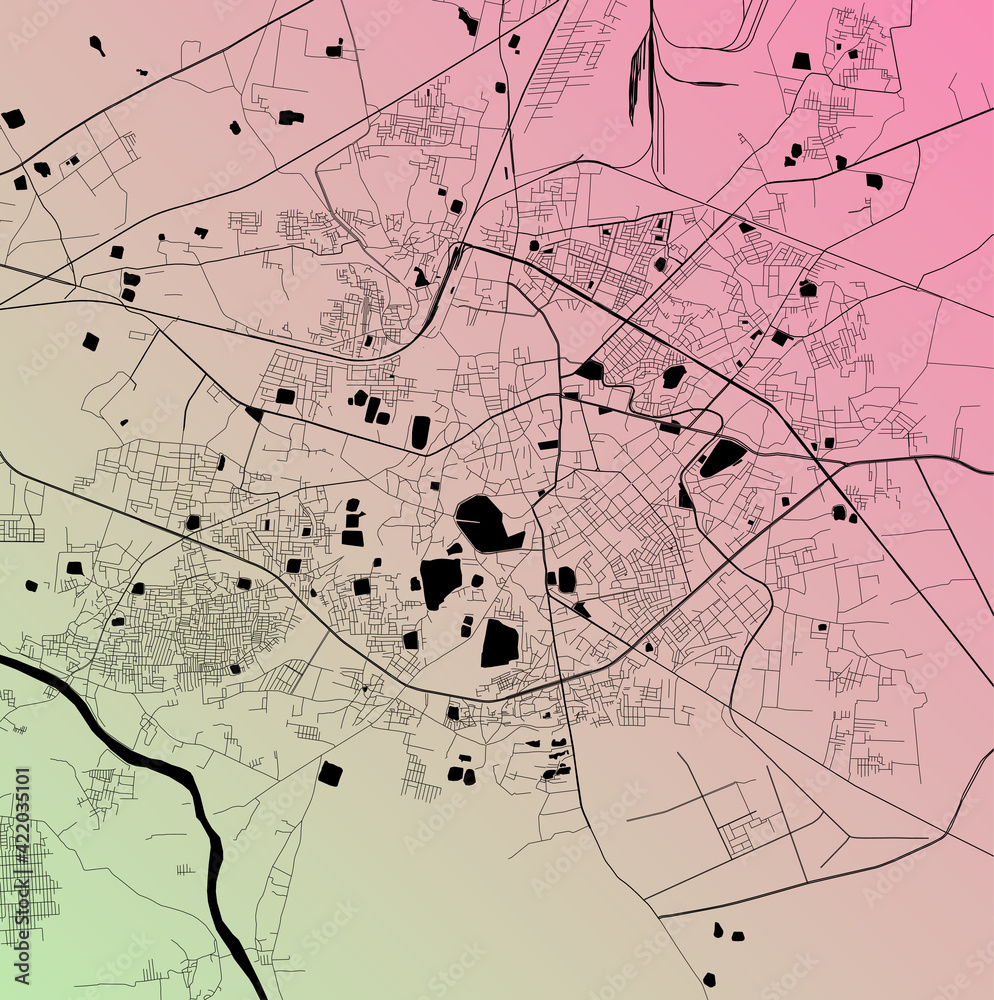 Raipur, Chhattisgarh, India - Urban vector city map with parks, rail ...