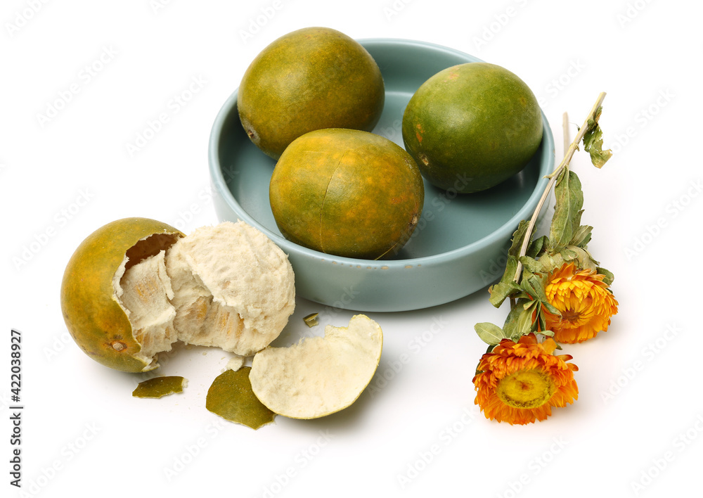 Golden Luo Han Guo on white background Stock Photo | Adobe Stock