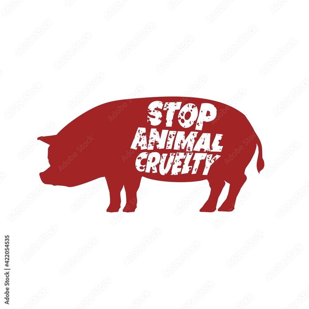stop animal cruelty abuse pig farm flat design vector illustration ...