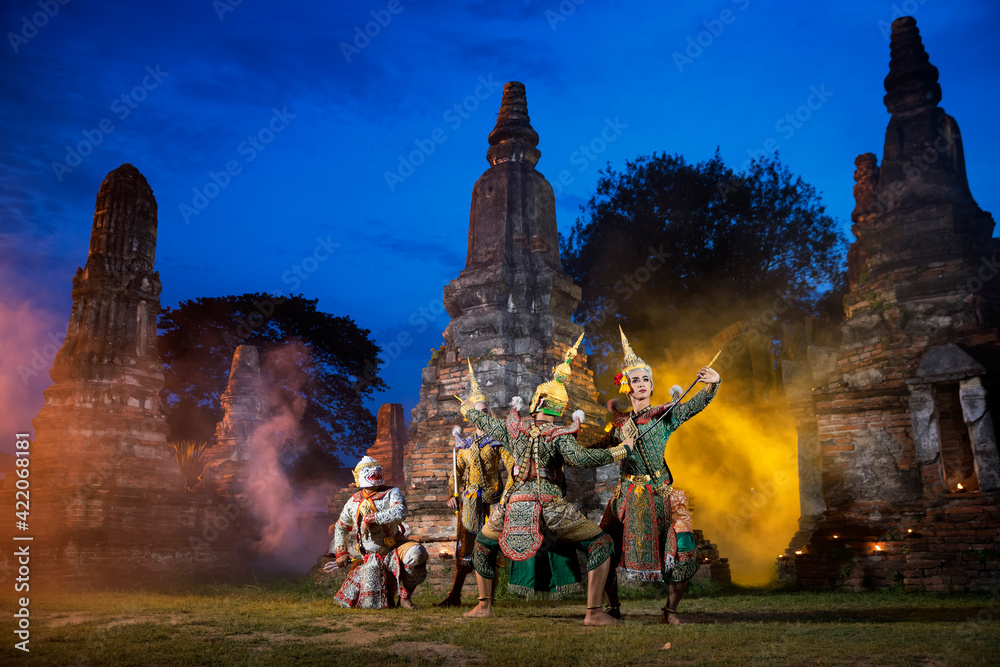 Ramayana story. The battle of Rama, Prangsorn. Thailand Dancing in ...