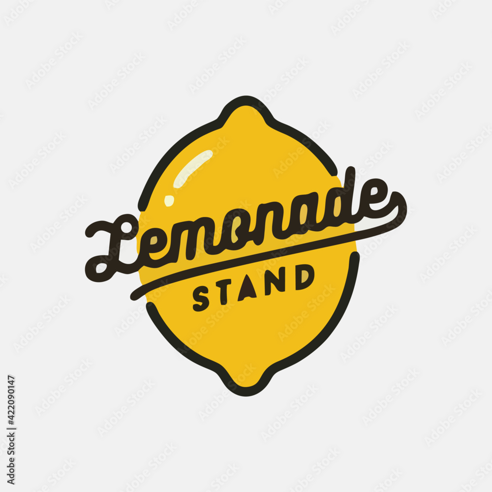 Lemonade stand letter with logo design illustration. Isolated on white ...