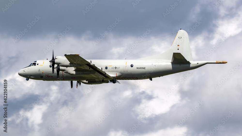 German Navy Lockheed P-3 Orion patrol aircraft in flight. Stock Photo ...