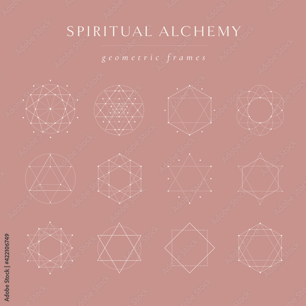 Vector white sacred geometry frames and borders Stock Vector | Adobe Stock