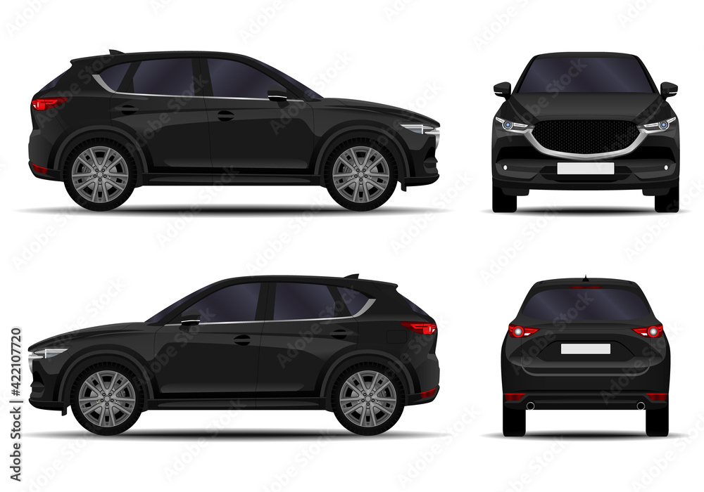 Realistic SUV car. Front view; side view; back view. Stock Vector ...
