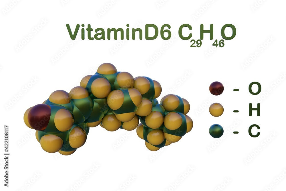 Structural chemical formula and molecular model of vitamin D6 ...