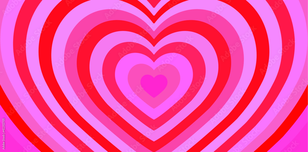 Retro wallpaper with rainbow tunnel made of hearts. Psychedelic ...