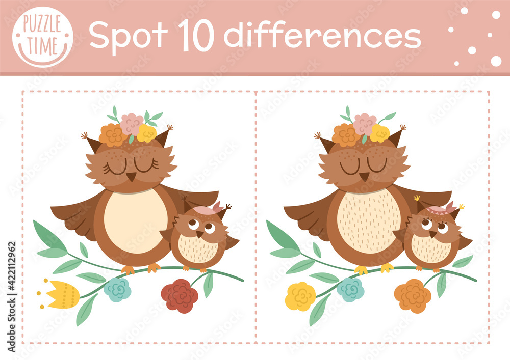 Spot The Difference Printable Animals