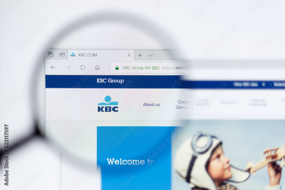 Moscow / Russia - 04.08.2019: KBC Group logo on the official website ...