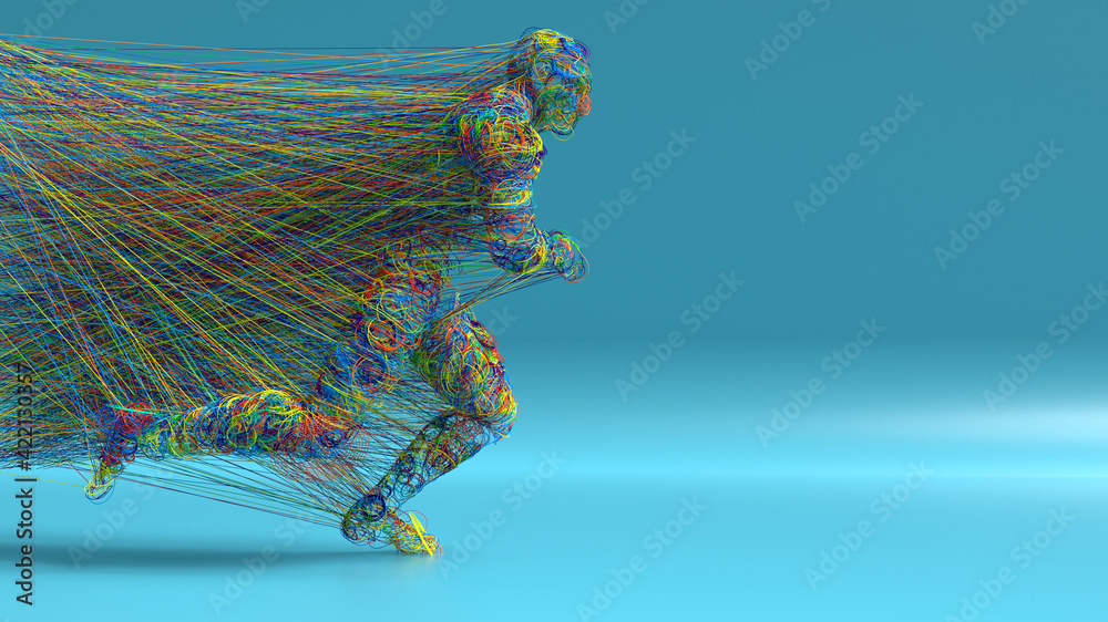 3d render. Abstract colored figure and lines Stock Illustration | Adobe ...