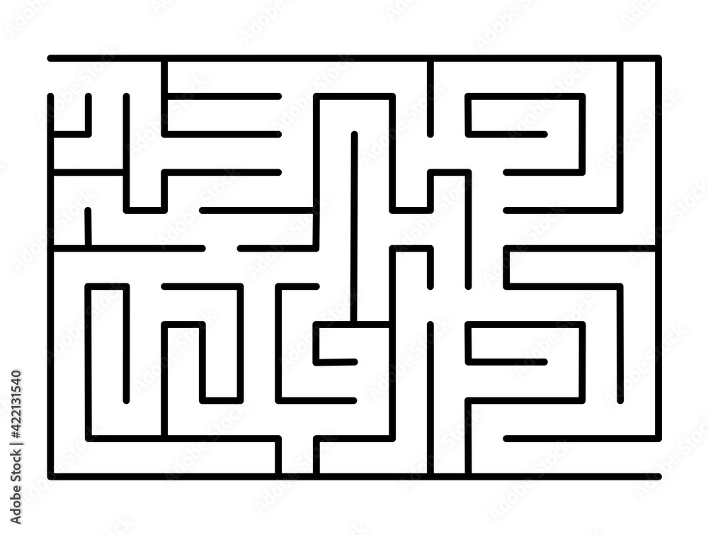 Abstract maze. Find right way. Isolated simple square maze black line ...