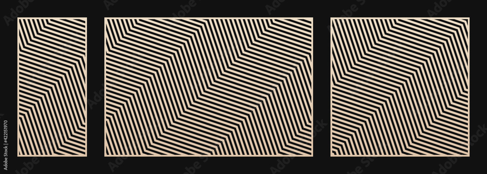 Laser cut decorative panel set. Vector template with abstract geometric ...