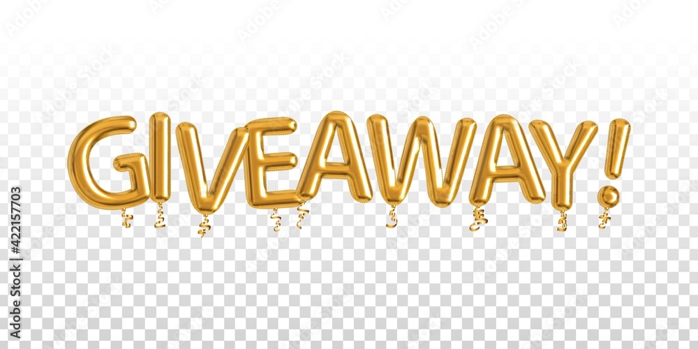 Vector realistic isolated golden balloon text of Giveaway on the ...