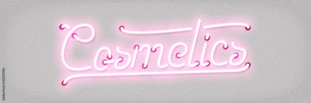 Vector realistic isolated neon sign of Cosmetics logo for template ...