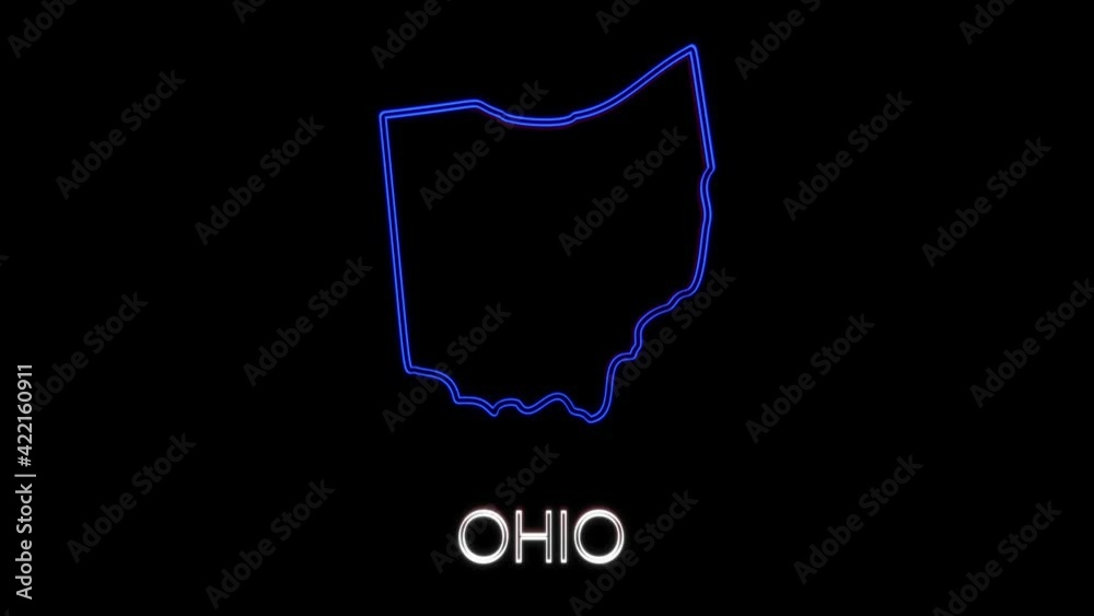 Neon animated map showing the state of Ohio from the united state of ...