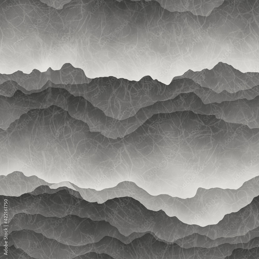 Seamless gray mountains fading into fog. High quality illustration ...