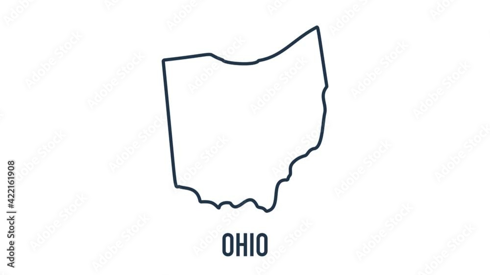 Line animated map showing the state of Ohio from the united state of ...