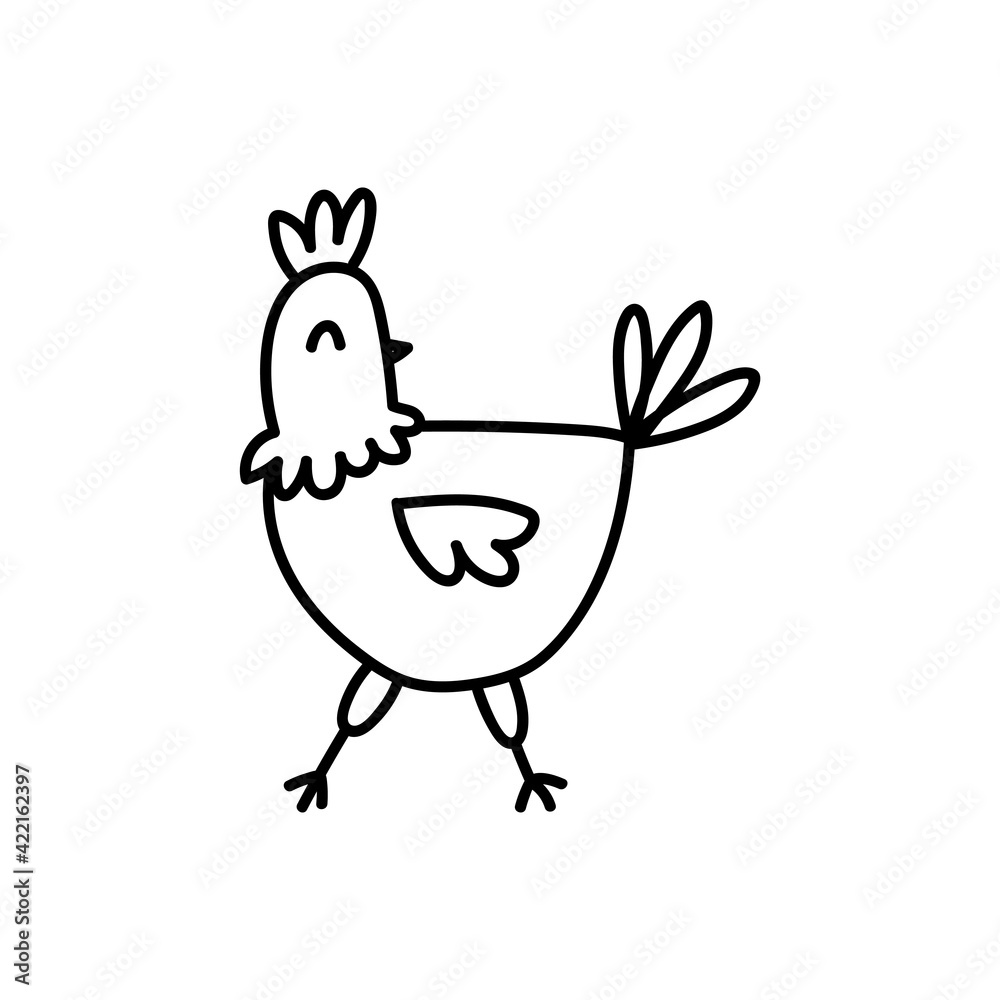 Chicken hand drawn outline doodle icon. Vector sketch illustration for ...