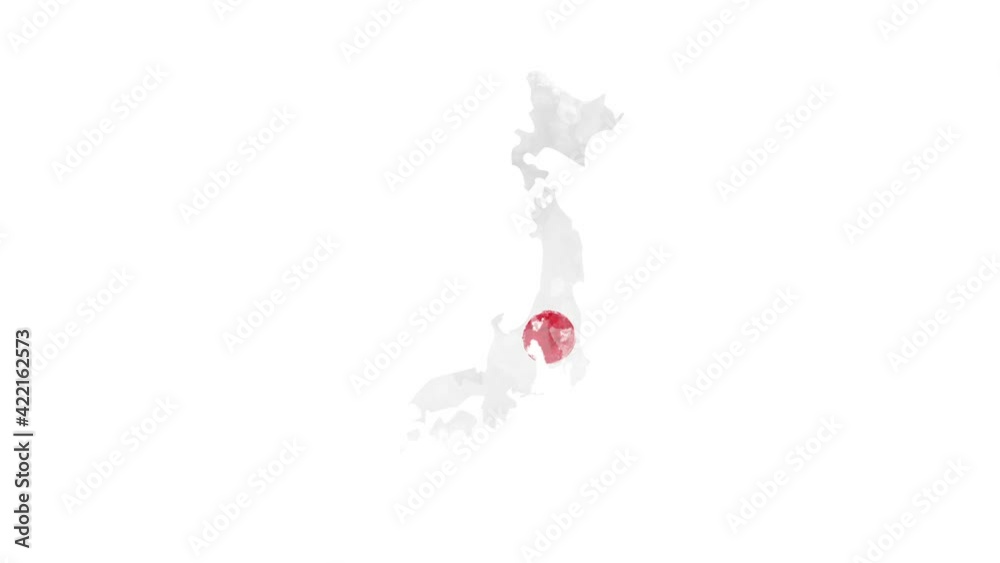 Brush animated map showing the state of Japan from the united state of ...