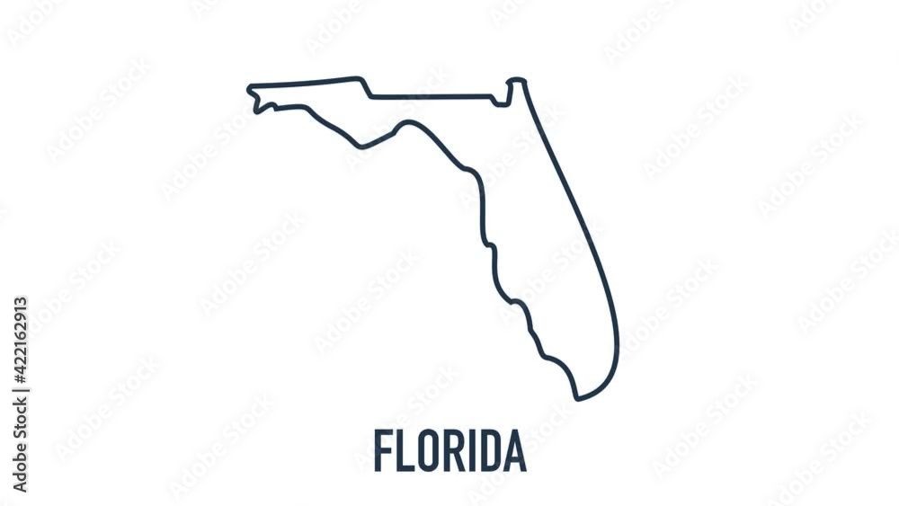 Line animated map showing the state of Florida from the united state of ...