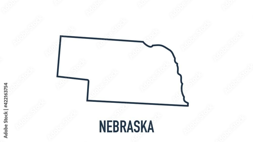 Line animated map showing the state of Nebraska from the united state ...