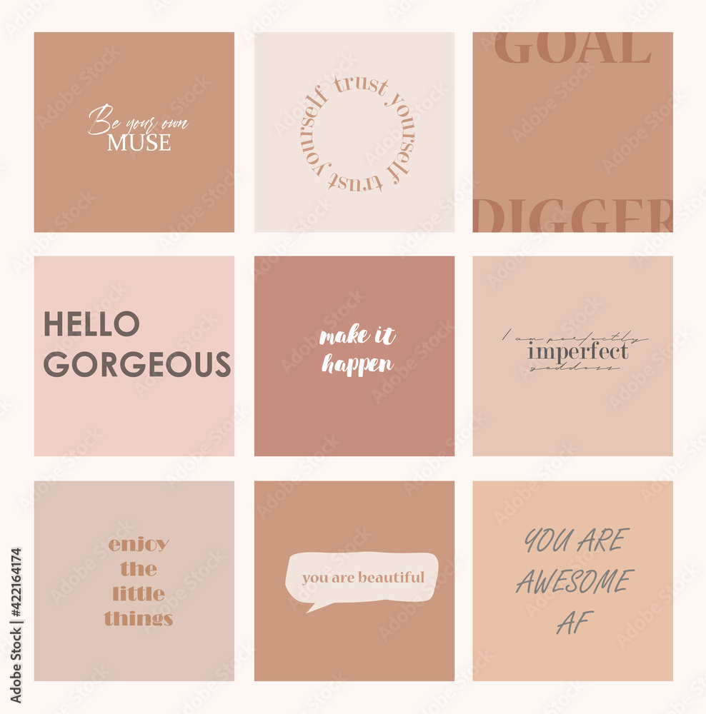 inspirational quotes for social media. Set of instagram quotes for post ...