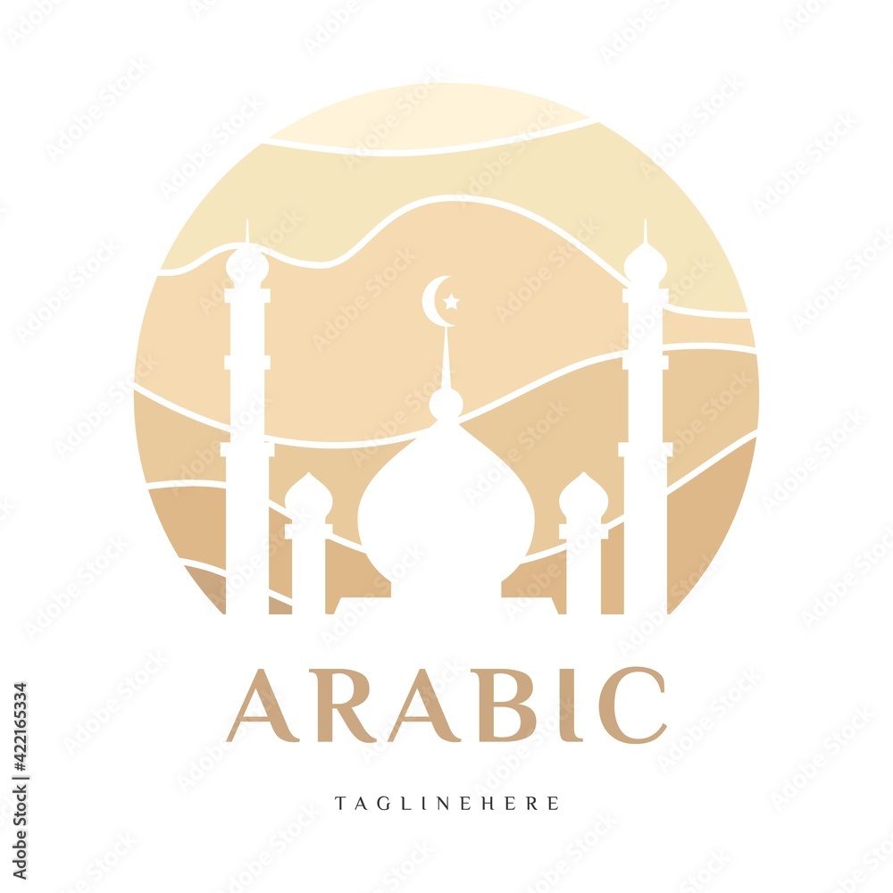 Blue Mosque palace Logo icon arab islamic vector.Sign ramadan Quran ...