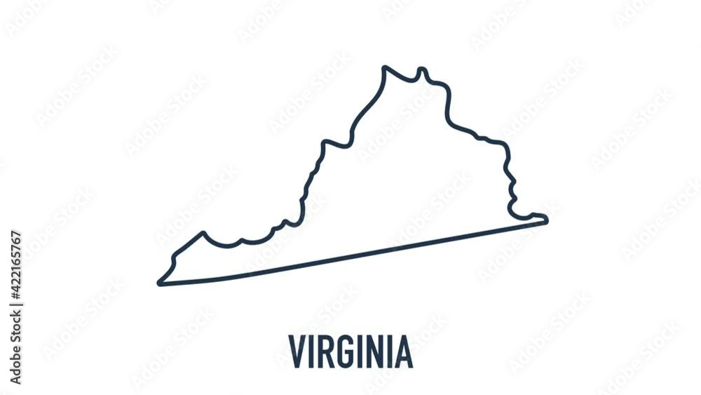 Line animated map showing the state of Virginia from the united state ...