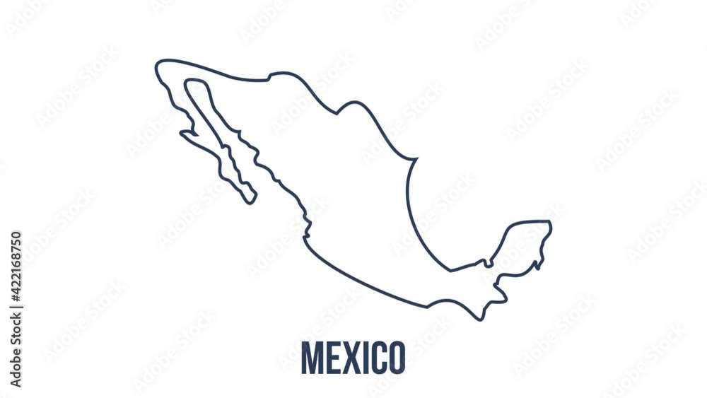 Line animated map showing the state of Mexico from the united state of ...