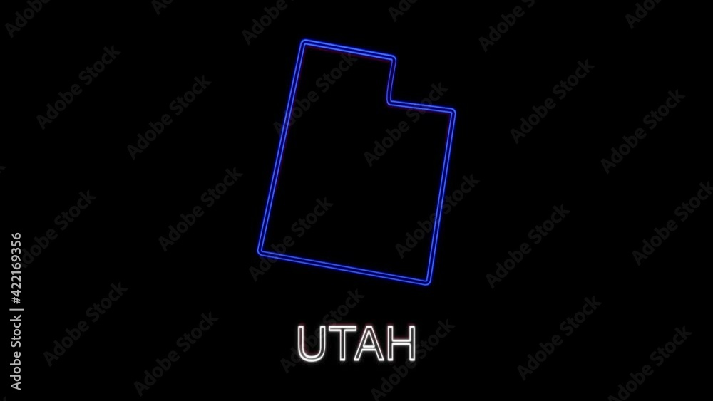 Neon animated map showing the state of Utah from the united state of ...