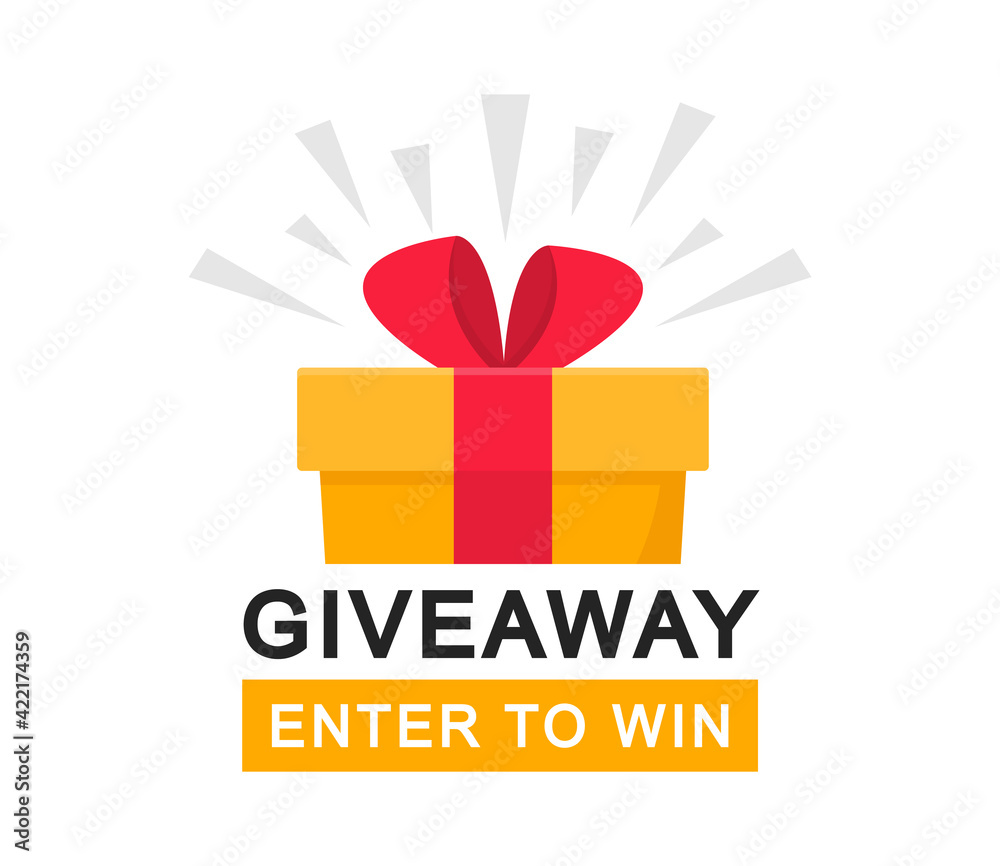Giveaway, enter to win poster. Surprise gift box. Poster template for ...