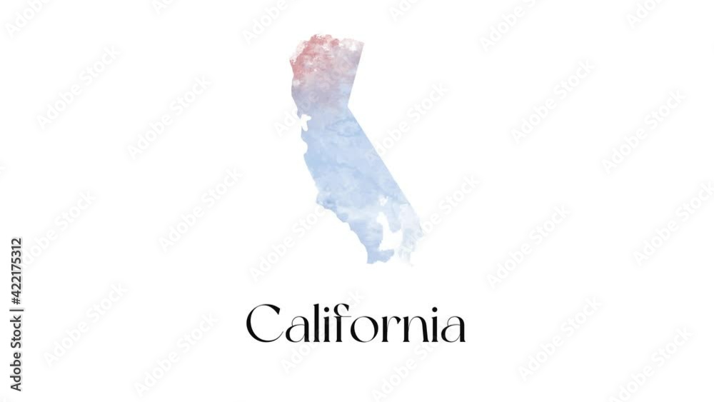 Brush animated map showing the state of California from the united ...