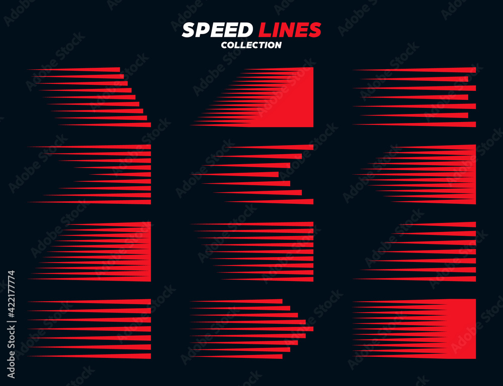Red comic speed lines signs collection. Motion elements for your design ...