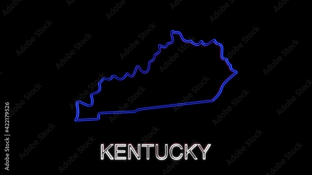Neon animated map showing the state of Kentucky from the united state ...