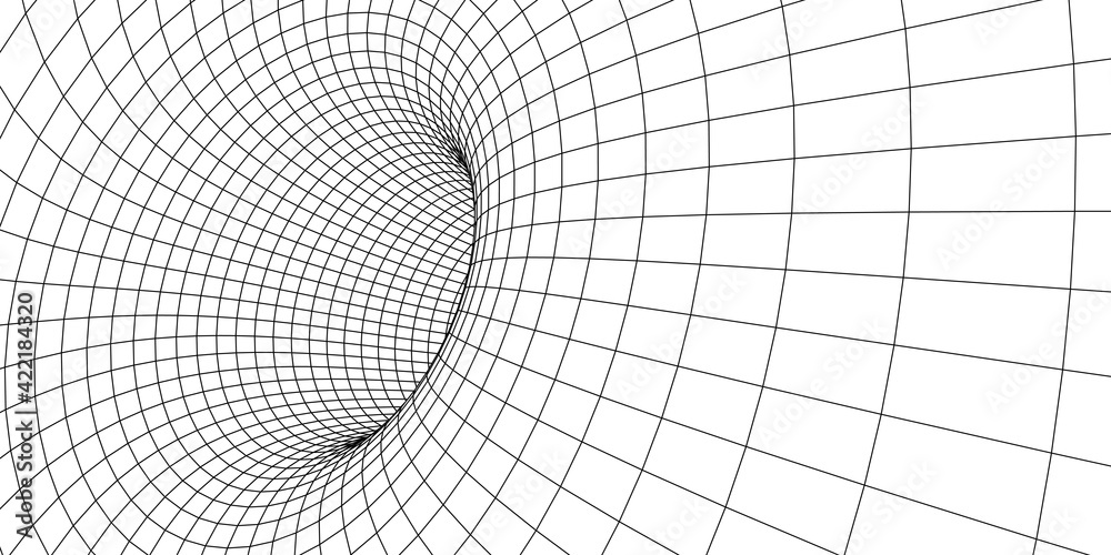 Tunnel or wormhole. Digital 3d wireframe tunnel. 3D tunnel grid ...