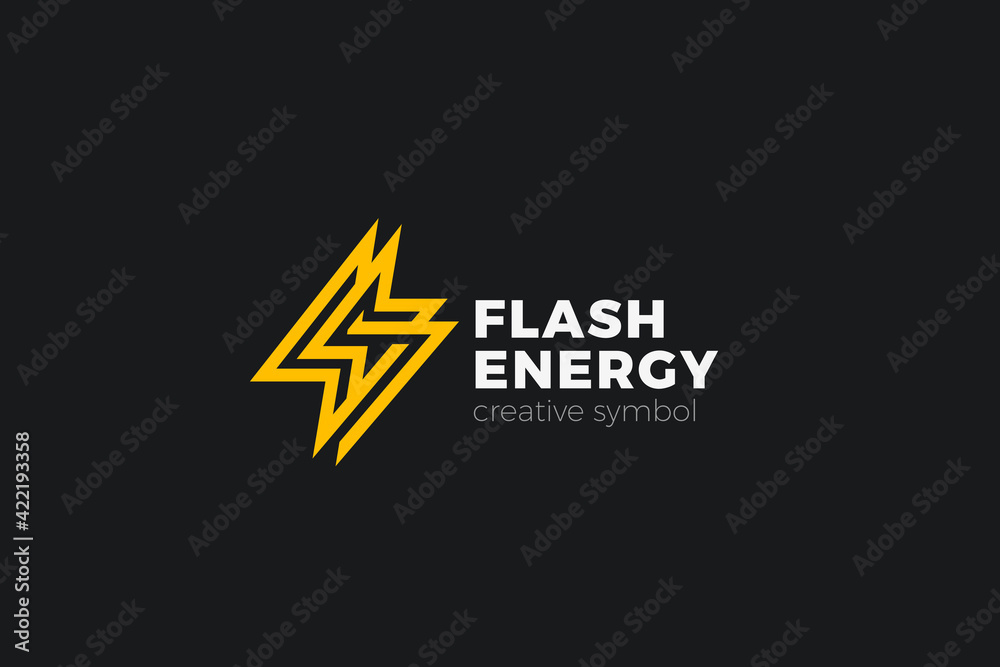 Flash Energy Logo Lightning Bolt Looped geometric design vector ...