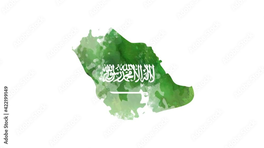 Brush animated map showing the state of Saudi Arabia from the united ...