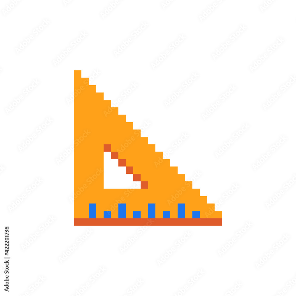 Measuring ruler pixel art icon, triangular shape. School equipment and ...