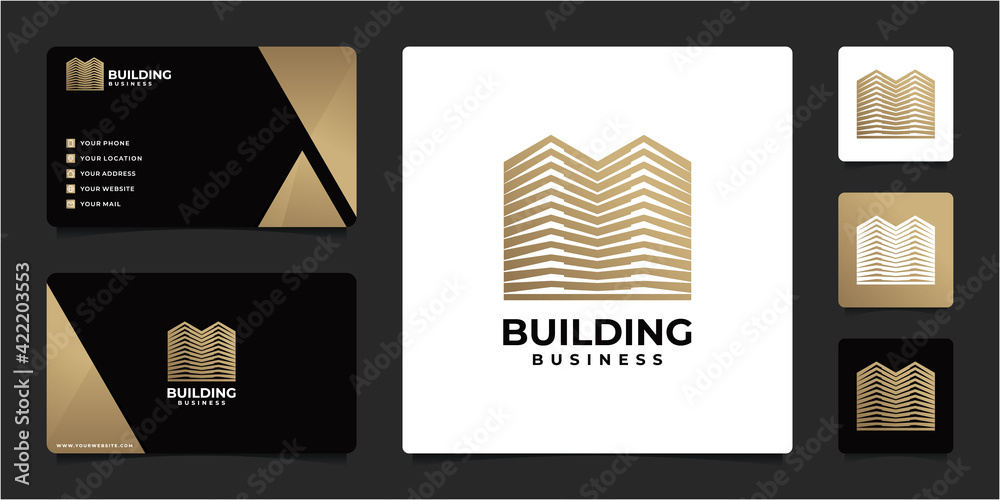 logo building logo and business card design template Stock Vector ...