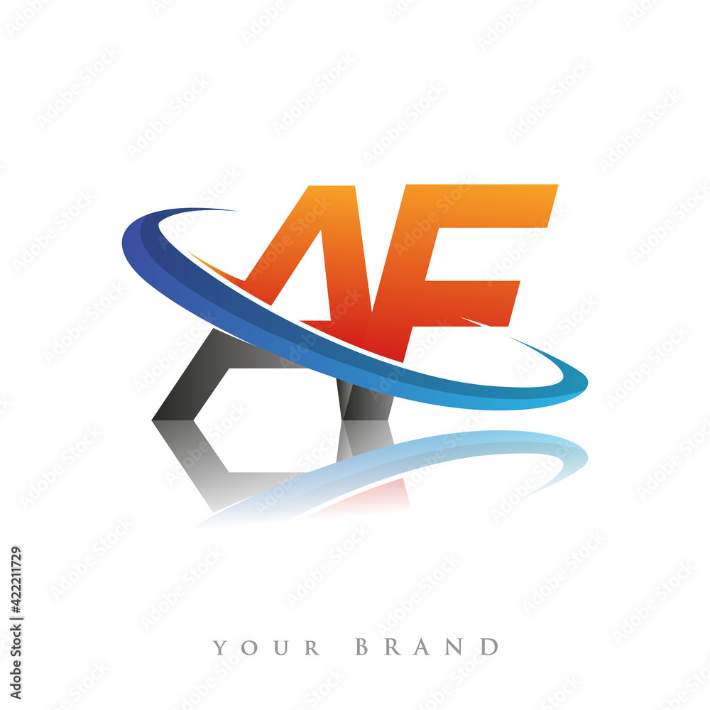 initial logo AF company name colored orange and blue swoosh design ...