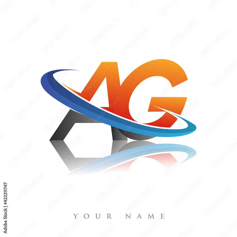 initial logo AG company name colored orange and blue swoosh design ...