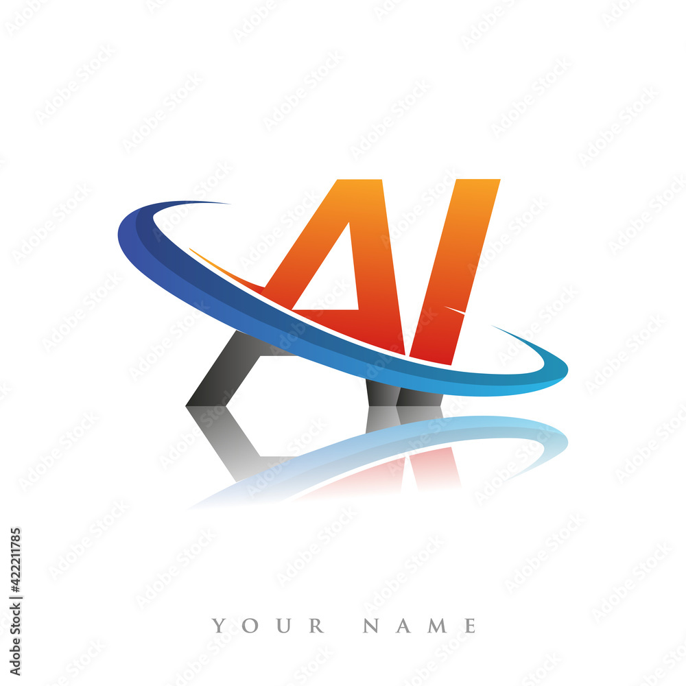 initial logo AI company name colored orange and blue swoosh design ...