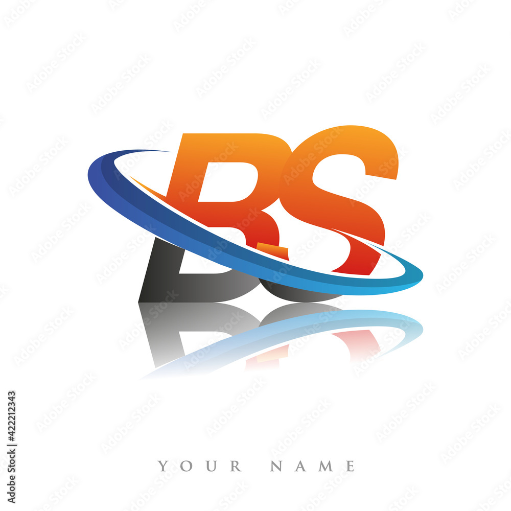 initial logo BS company name colored orange and blue swoosh design ...