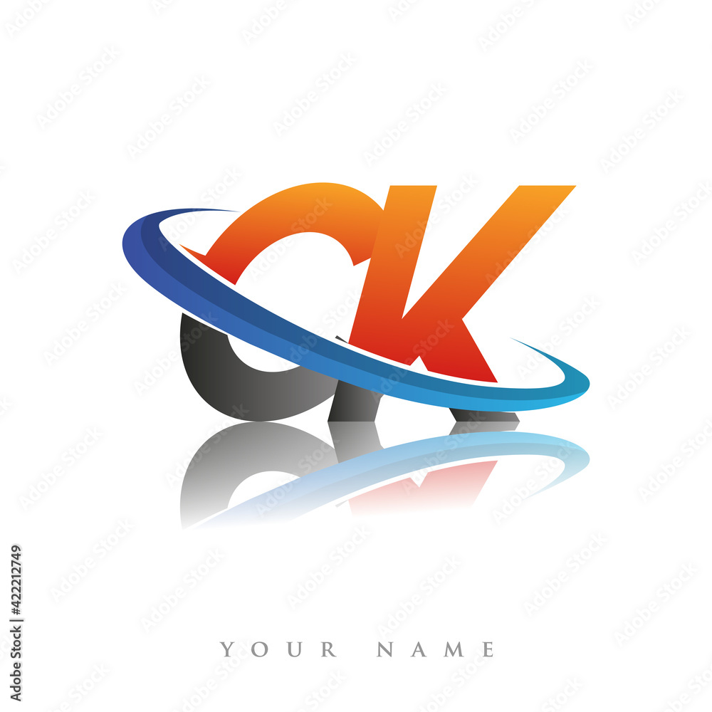initial logo CK company name colored orange and blue swoosh design ...
