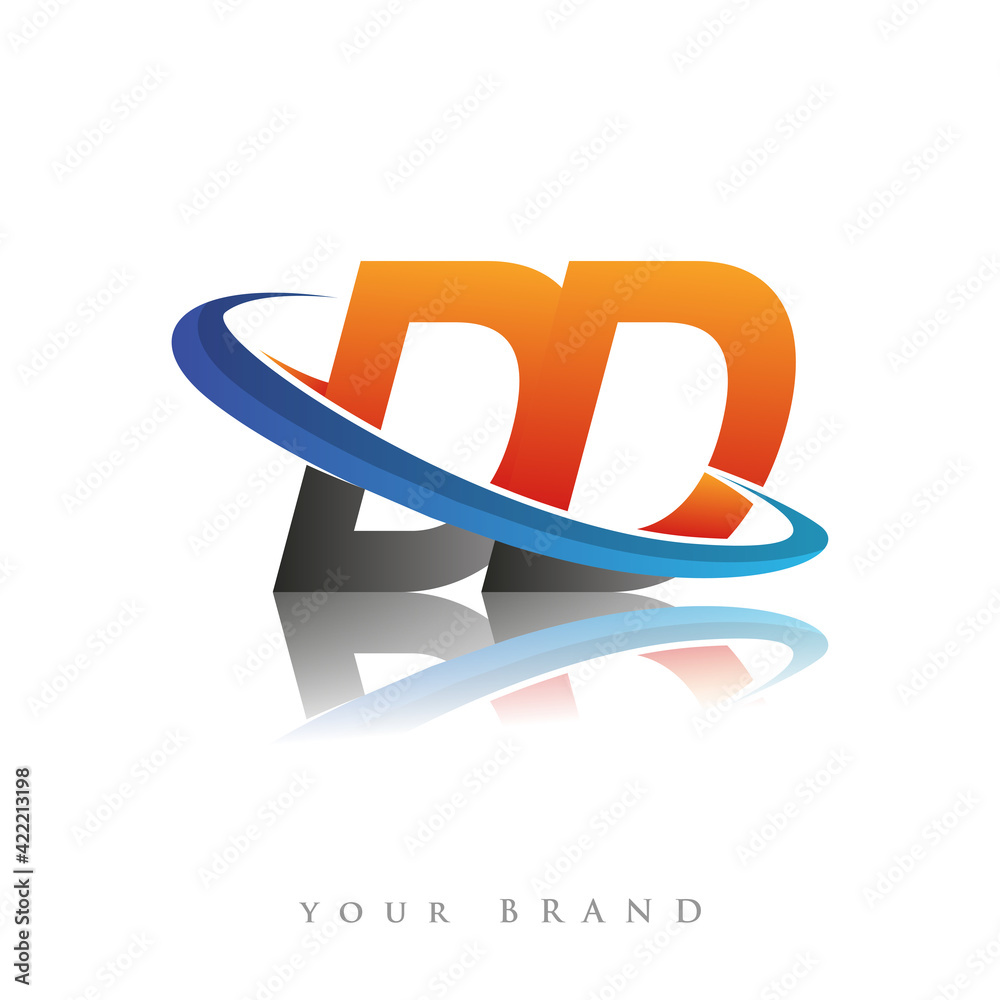 initial logo DD company name colored orange and blue swoosh design ...
