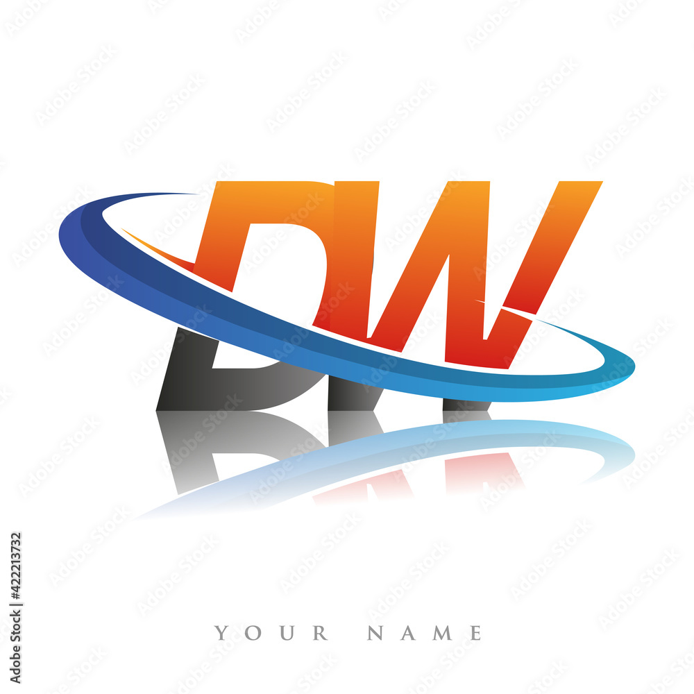 Vetor do Stock: initial logo DW company name colored orange and blue ...