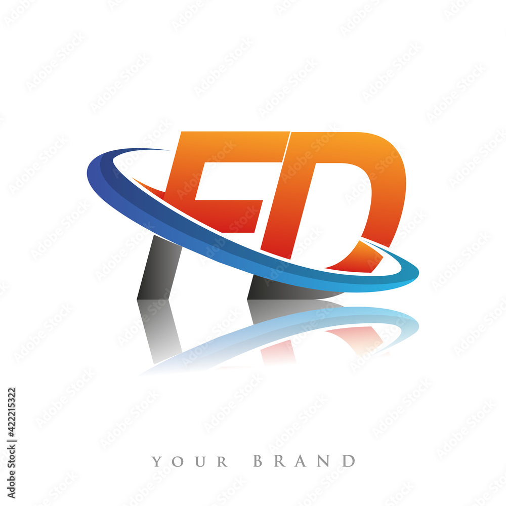 initial logo FD company name colored orange and blue swoosh design ...
