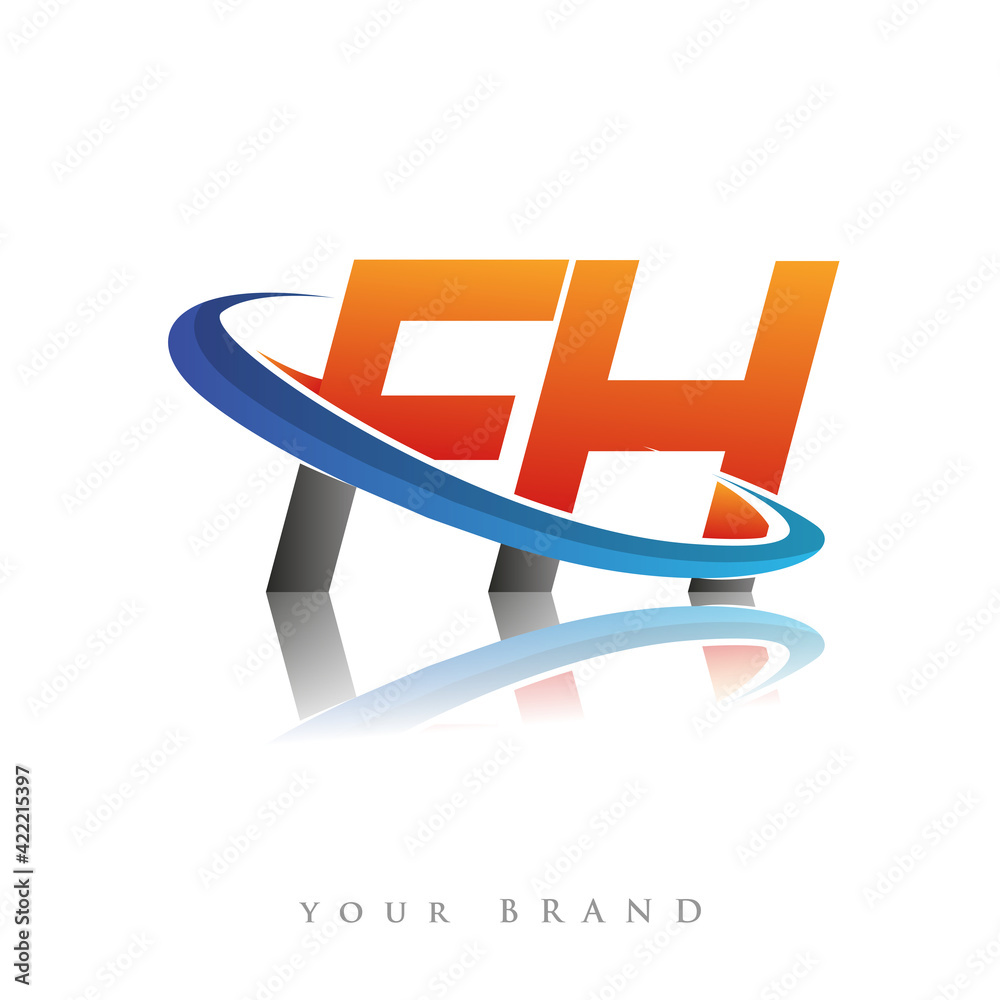 initial logo FH company name colored orange and blue swoosh design ...