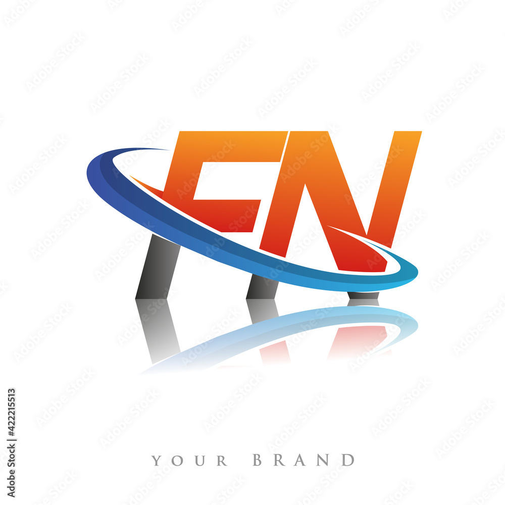 initial logo FN company name colored orange and blue swoosh design ...