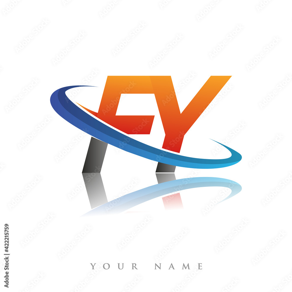 initial logo FY company name colored orange and blue swoosh design ...